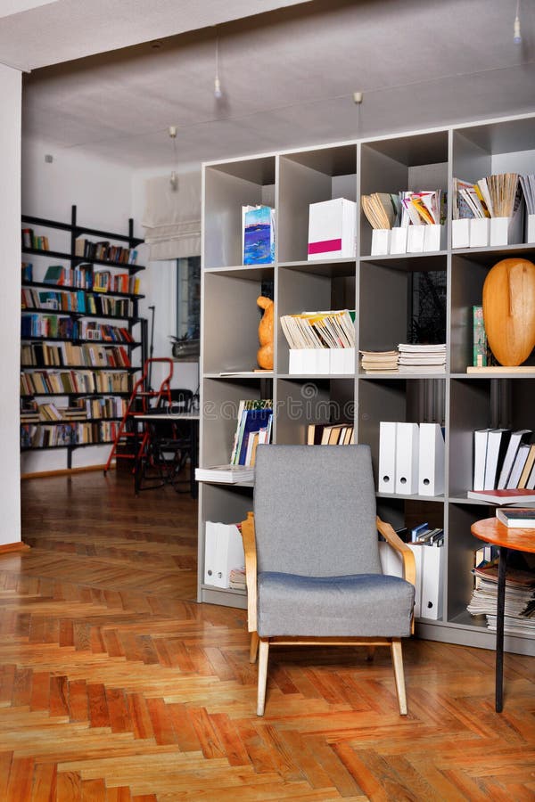 A Comfortable Chair in the Reading Room of the Old Library Stock Image ...