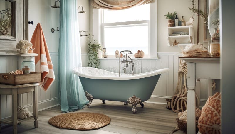 Comfortable Elegance in Modern Domestic Bathroom Design Generated by AI ...