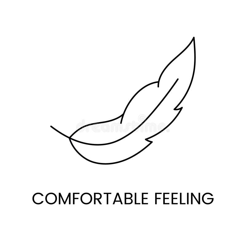 Comfortable Feeling Line Icon in Vector, Birds Feather Illustration ...