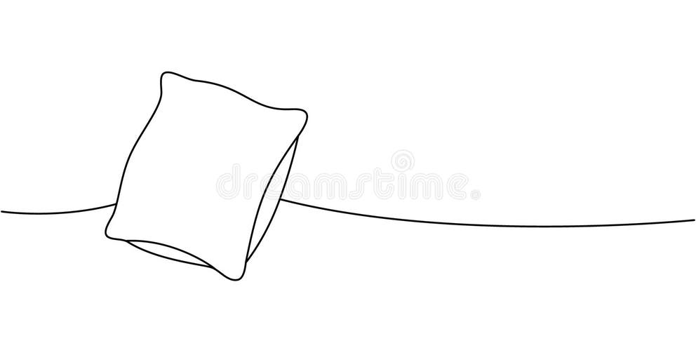 Comfortable Fluffy Pillow One Line Continuous Drawing. Plump Pillow for ...