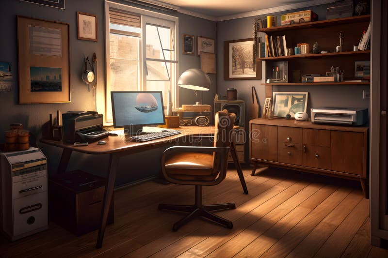 Comfortable Home Office Workplace. Desk of Gamer with Computer. AI ...