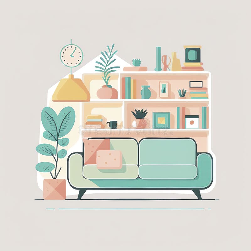 Comfortable Home on Pastel Background. Perfect for Invitations and ...