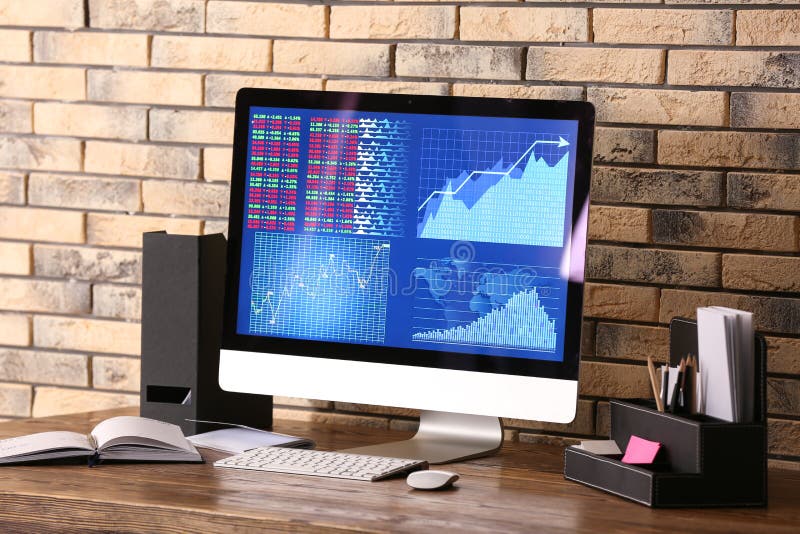 Comfortable Home Workplace with Computer on Table Stock Photo - Image ...