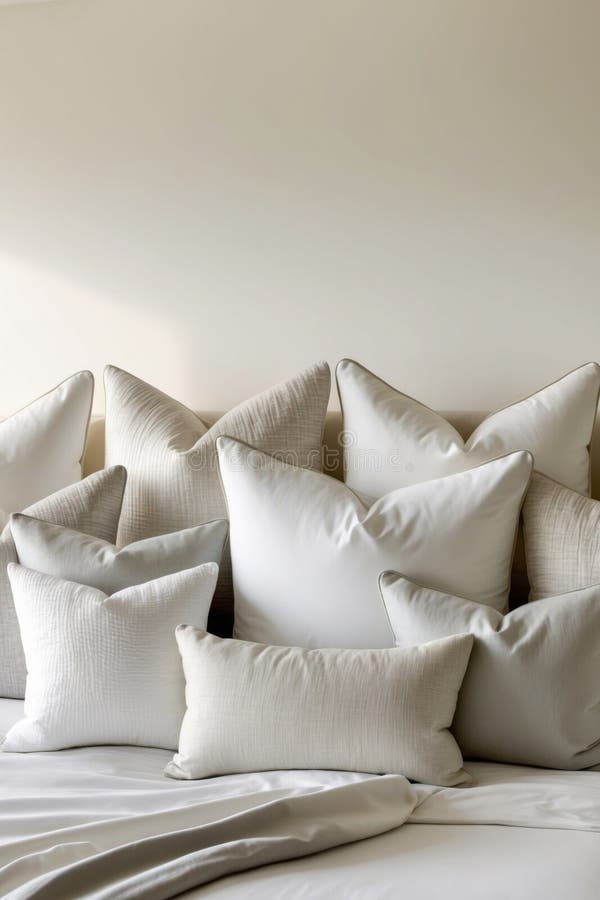 Comfortable Hotel Bed with Plush Pillows Background Beautifully Made ...