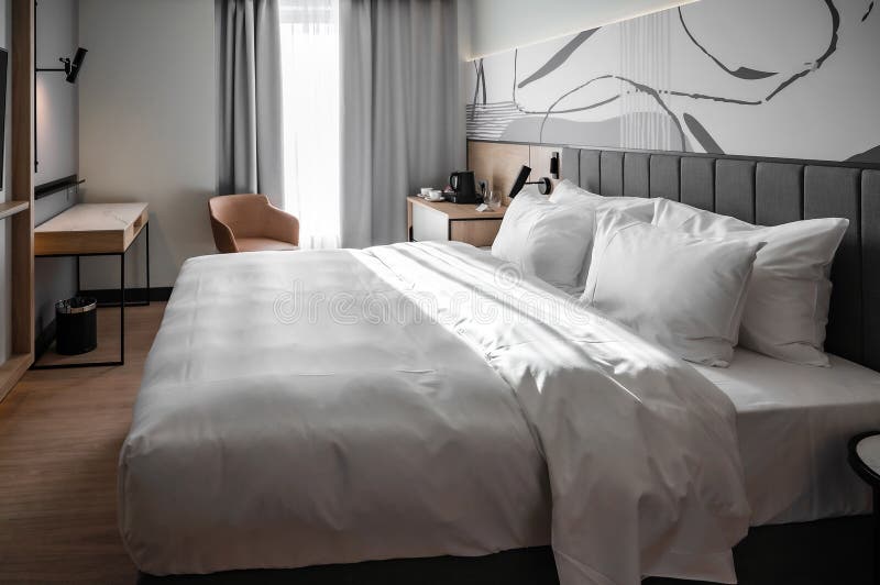 Comfortable hotel room stock image. Image of modern - 235947093