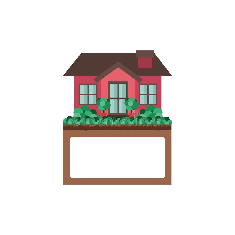 Comfortable House Design with Label Stock Vector - Illustration of ...