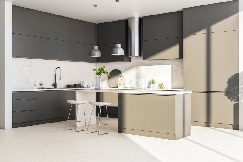 Comfortable Kitchen Interior Stock Illustration - Illustration of ...