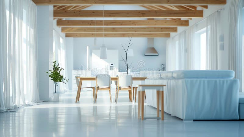 A Comfortable Living Room Setup with a Couch, Table, and Chairs Stock ...