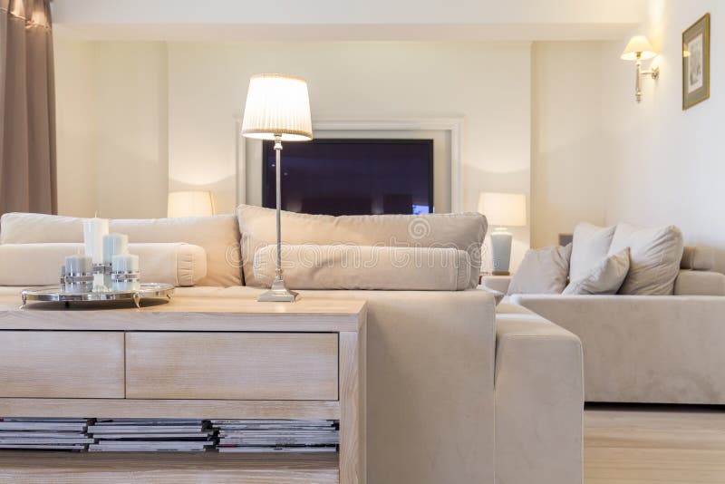 Comfortable Living Room with Sofa Stock Photo - Image of modern ...