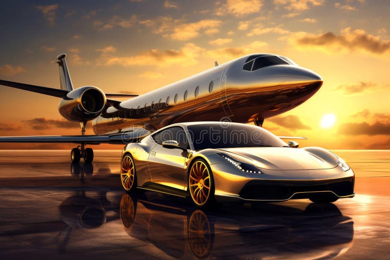 Comfortable Luxury Car Private Jet. Generate Ai Stock Illustration ...
