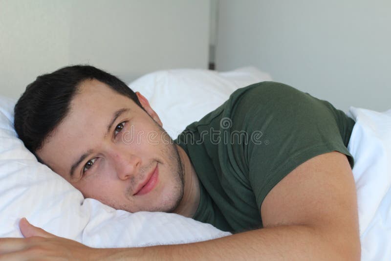 Comfortable Man Waiting for You in Bed Stock Image - Image of male ...