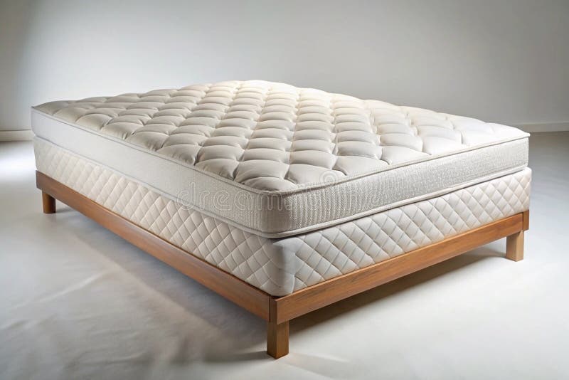 Comfortable Mattress with Quilted Texture and Modern Wooden Base for a ...