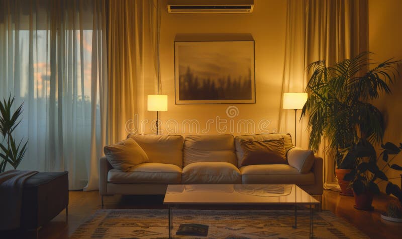 A Comfortable Minimalistic Modern Interior Space Featuring Soft Ivory ...