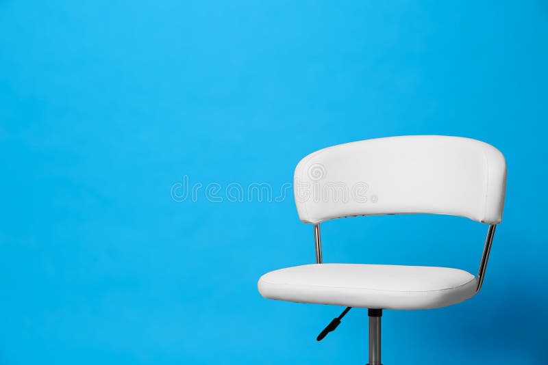 Comfortable Office Chair on Blue Background, Space for Text Stock Image ...