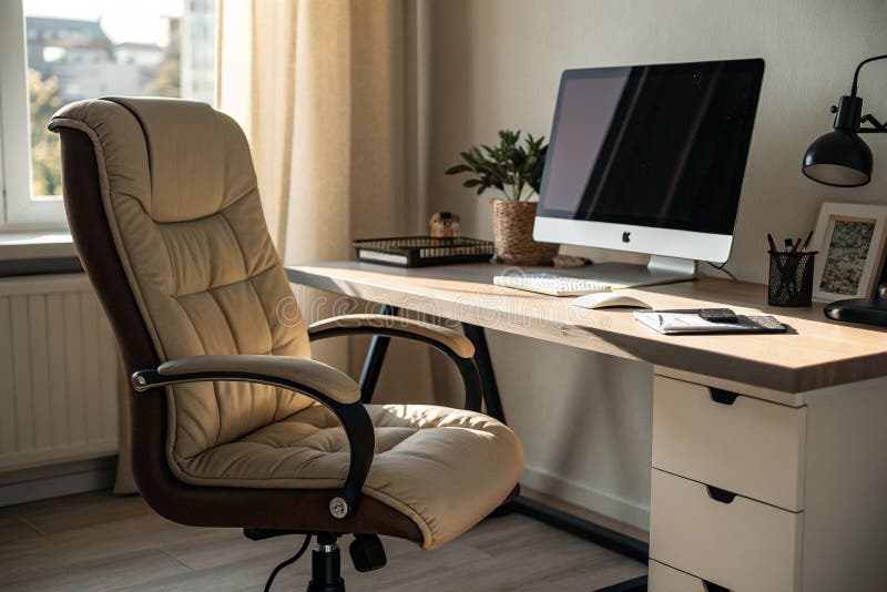 Comfortable Office Chair Near Table with Modern Computer Stock ...