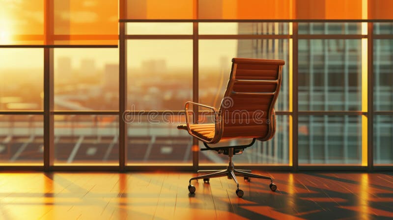 A Comfortable Office Chair is Positioned in Front of a Large Window ...