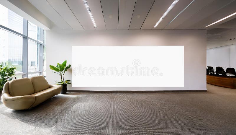 Comfortable Office Lobby Interior with Blank White Wall Stock ...