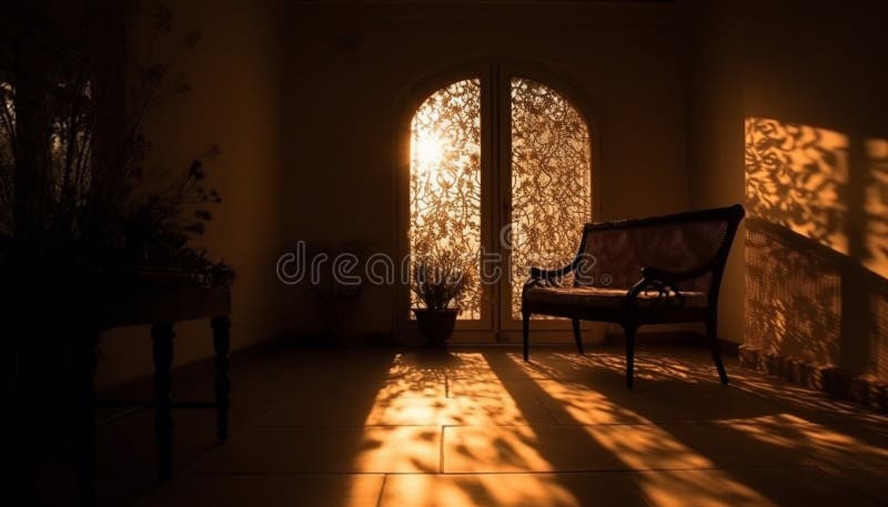 Comfortable Old Fashioned Living Room Illuminated by Electric Lamp Generated by AI Stock ...