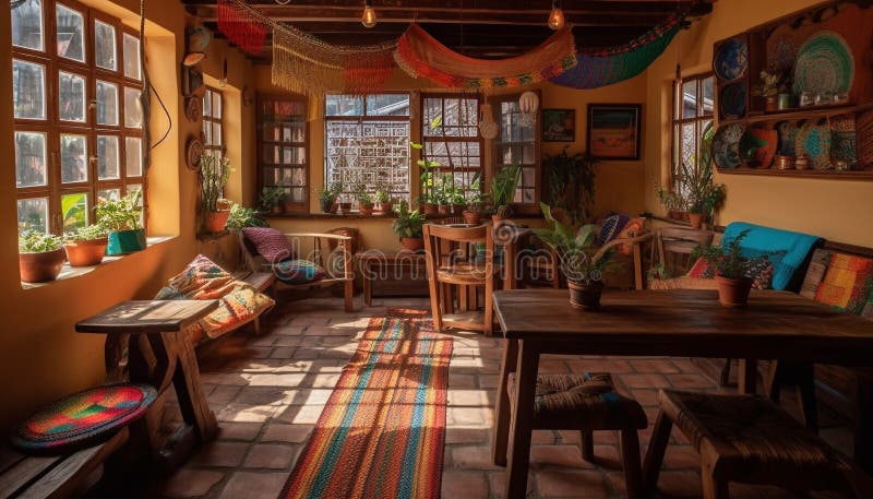 Comfortable Old Fashioned Rug on Modern Wooden Flooring Generated by AI ...