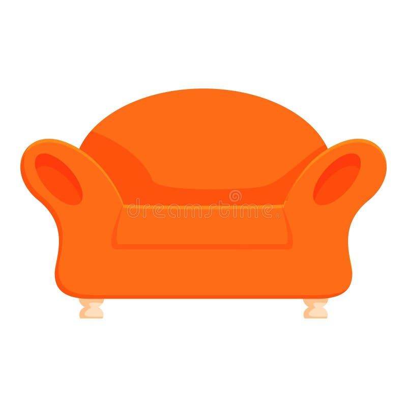 Comfortable Orange Sofa Standing on White Background Stock Vector ...