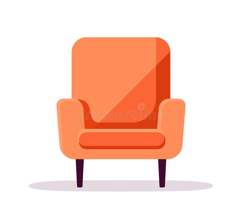 Comfortable Orange Soft Armchair, Cartoon Flat Style Design, Editable ...