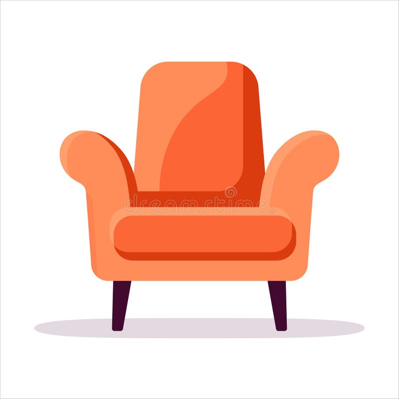 Comfortable Orange Soft Armchair, Cartoon Flat Style Design, Editable ...