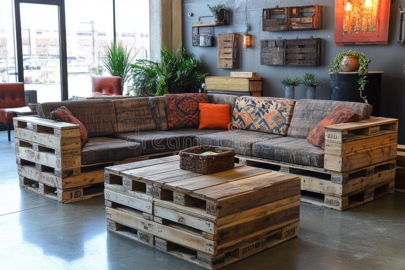 Comfortable Pallet Sofa and Coffee Table Decorating a Modern Living ...