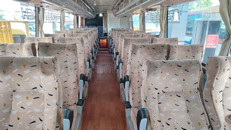 Comfortable Passenger Bus Interior with Upholstered Seats Stock Photo ...