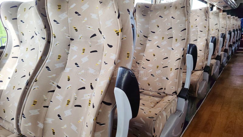 Comfortable Passenger Bus Interior with Upholstered Seats Stock Image ...