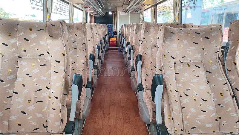 Comfortable Passenger Bus Interior with Upholstered Seats Stock Photo ...