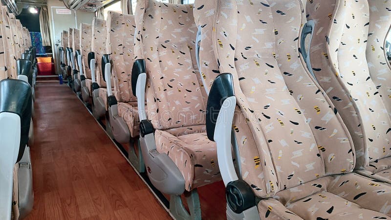 Comfortable Passenger Bus Interior with Upholstered Seats Stock Image ...