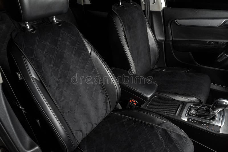 Comfortable Passenger Bus Interior with Upholstered Seats Stock Photo ...