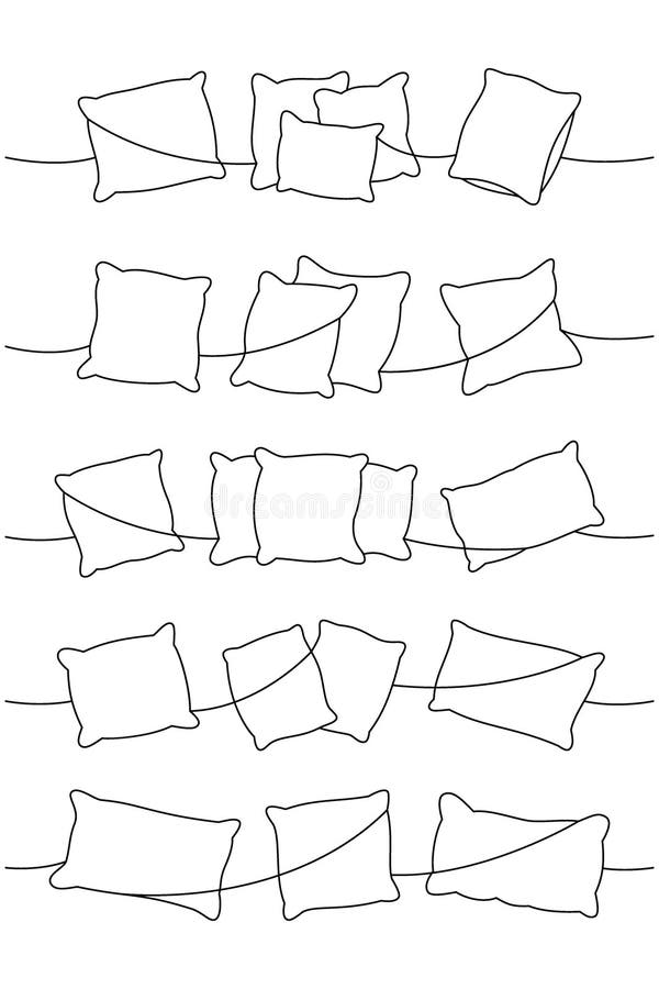 Comfortable Pillows One Line Continuous Drawing. Orthopedic Pillows ...