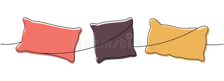 Comfortable Pillows Set One Line Colored Continuous Drawing ...