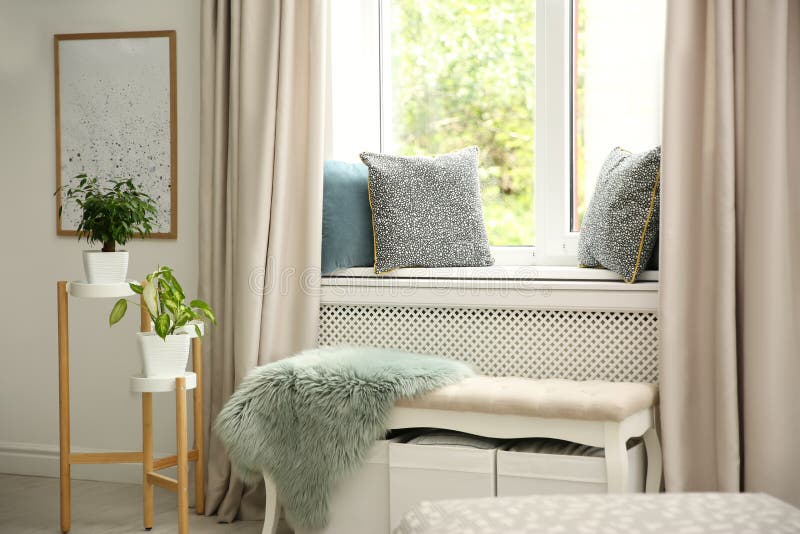 Comfortable Place For Relax Near Window Stock Photo - Image of cozy ...