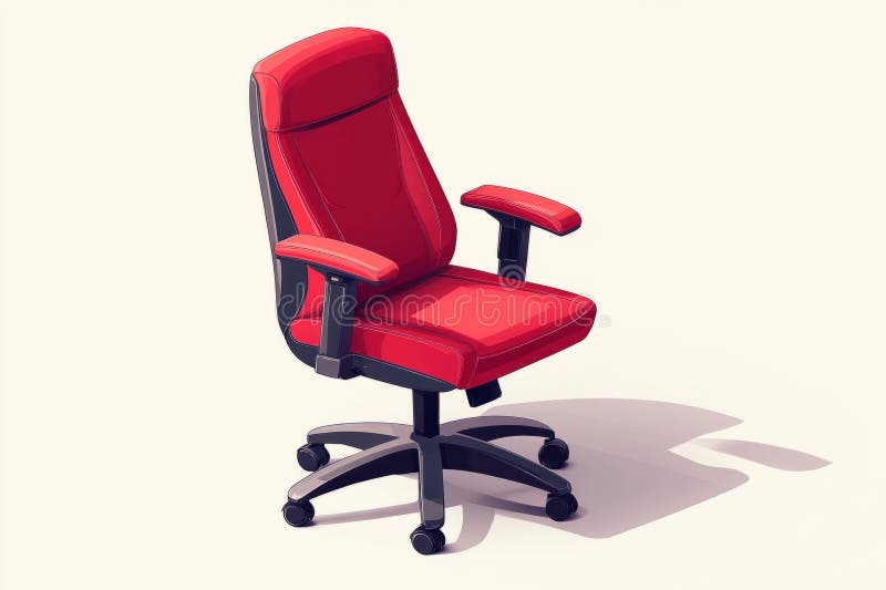 Comfortable Red Office Chair Standing on White Background, Casting ...