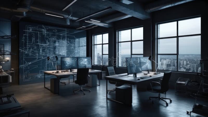 Comfortable and Refined Office Space in a Modern Building. Dark Muted ...