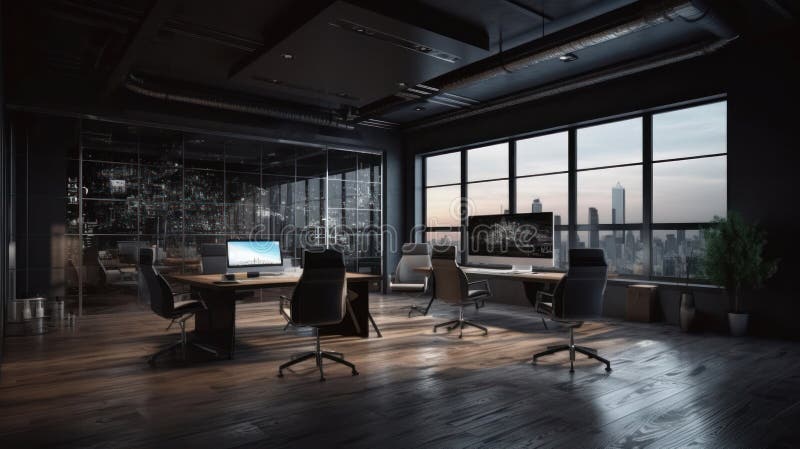 Comfortable and Refined Office Space in a Modern Building. Dark Muted ...