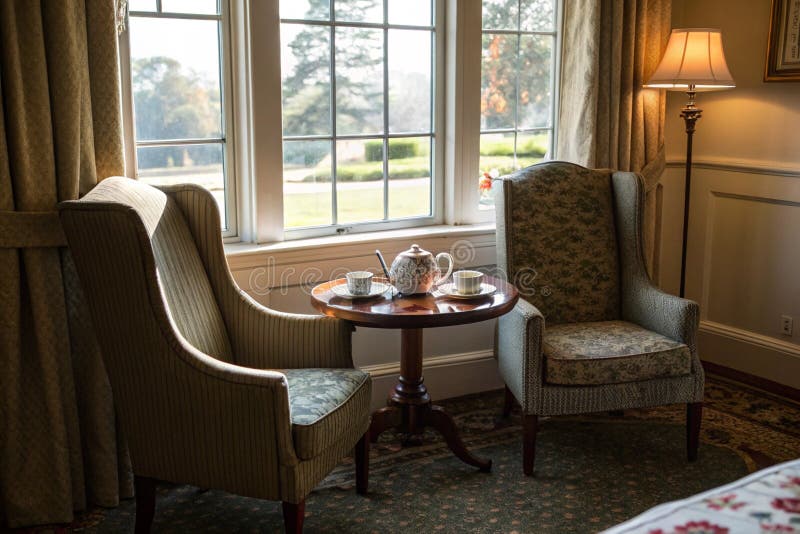 Comfortable Room Corner with Two Chairs and Tea Table Stock ...