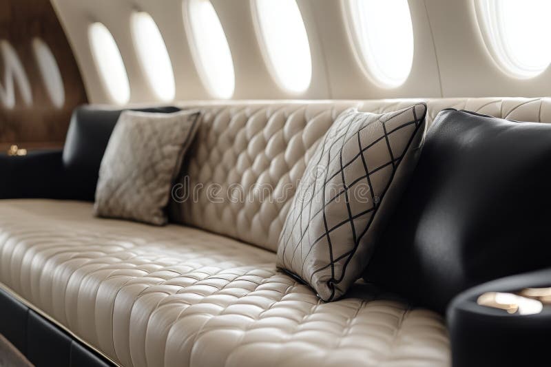 Comfortable Seating Inside a Modern Private Jet Showcasing Luxury and ...