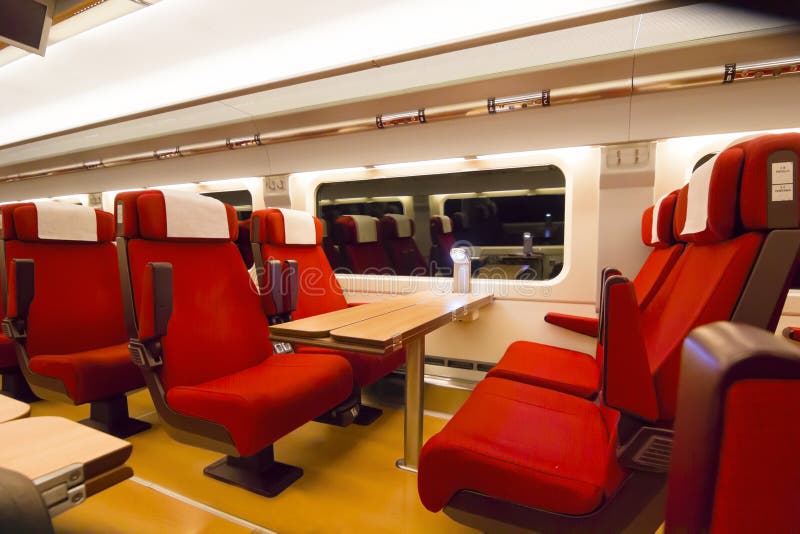 Comfortable Seating in a Modern Passenger Train Stock Photo - Image of ...