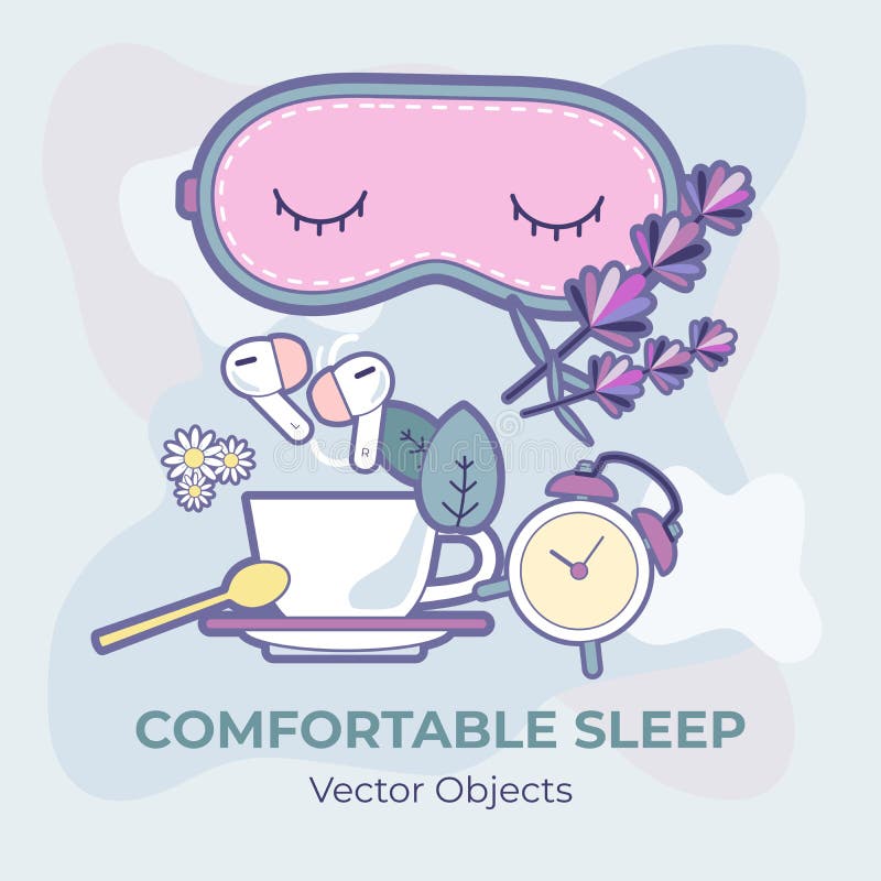 Comfortable Sleep Vector Set Isolated. Illustration Items Vector Set ...