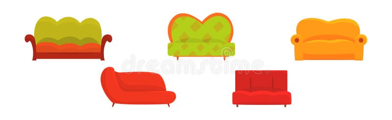 Comfortable Sofa and Couch As Apartment Furniture Vector Set Stock ...