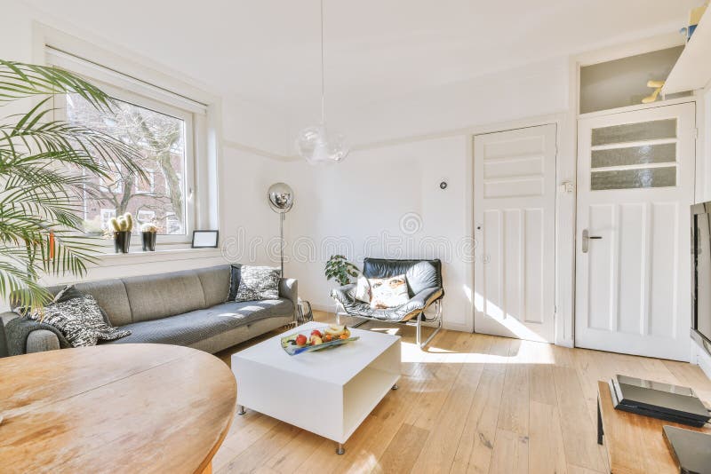 Interior of Contemporary Living Room Stock Image - Image of plate ...