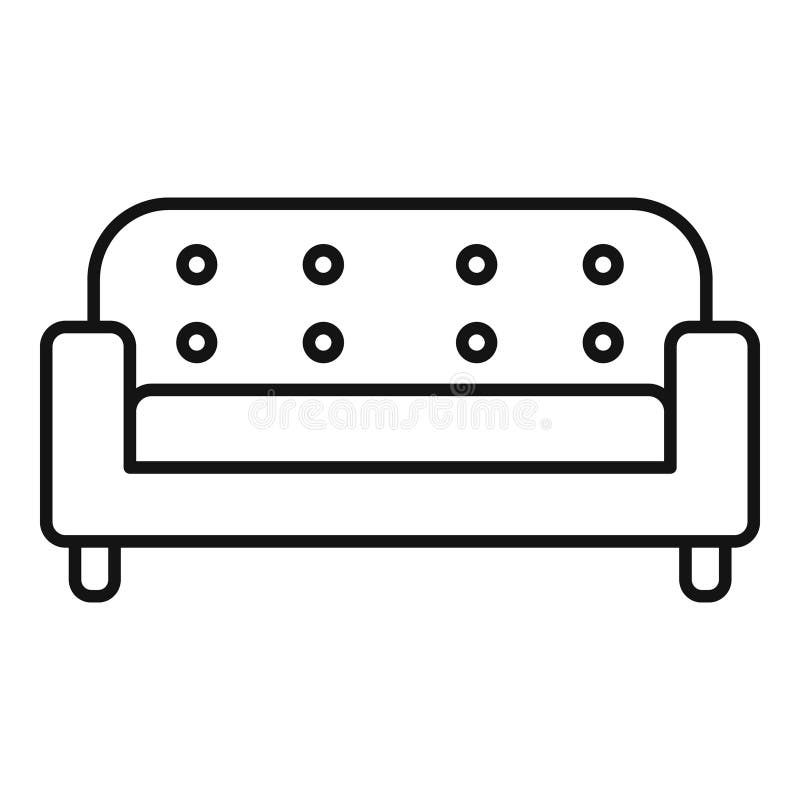 Comfortable Sofa with Soft Cushions Icon Thin Line Vector Illustration ...