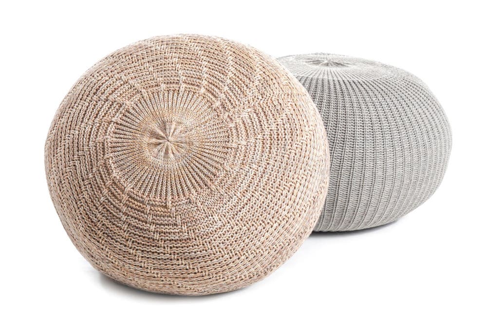 Comfortable Soft Poufs on White Background Stock Image - Image of ...