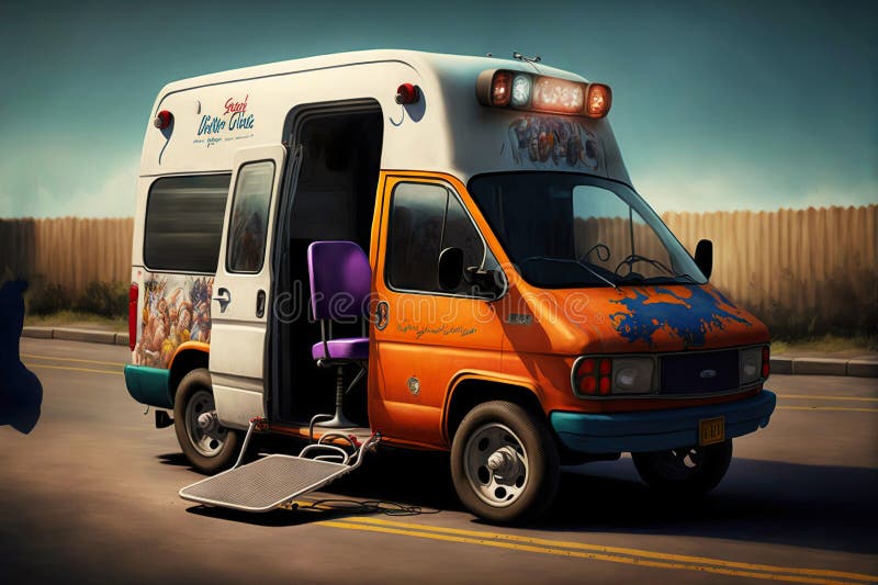 Comfortable Transportation of Patient with Wheelchair Van Bus Stock ...