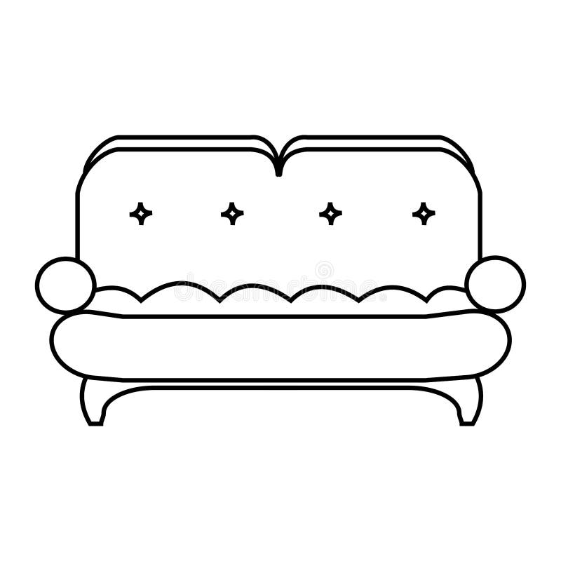 Comfortable Vintage Sofa Outline Vector Illustration Stock Vector ...