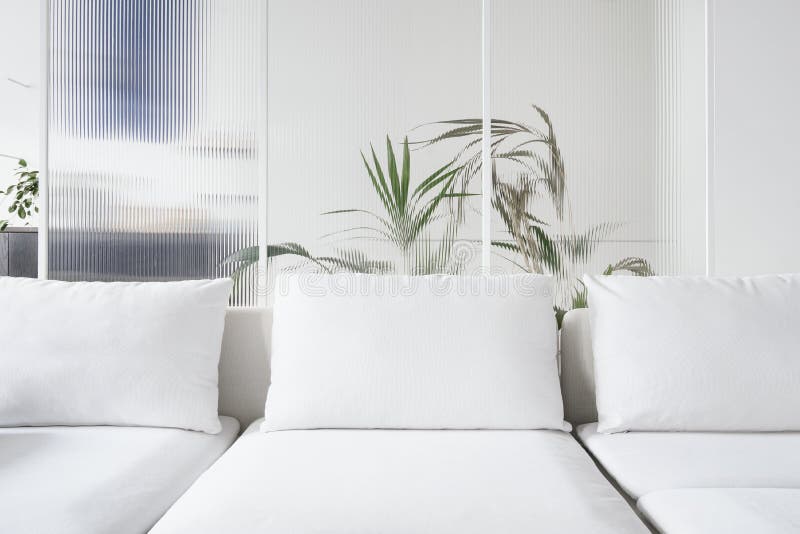 Comfortable White Folding Sofa for Rest in Living Room Stock Photo ...