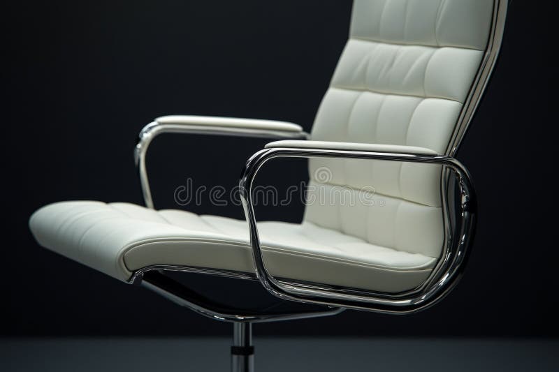 Comfortable White Leather and Chrome Office Chair Standing Out Against ...